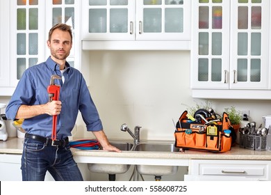 Smiling Handsome Plumber Standing Crossed Arms Stock Photo 1192486603 ...