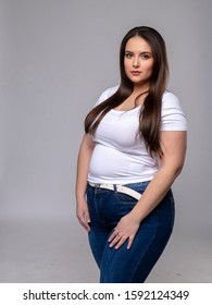Plus Size Model Studio Side View Stock Photo 1592124349 | Shutterstock