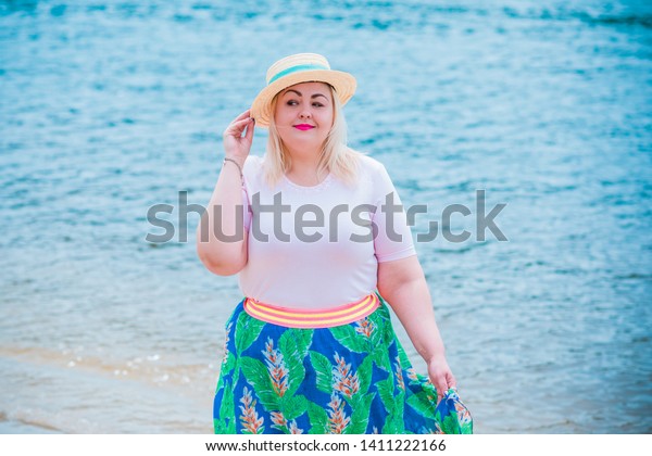 Plus Size Model Summertime Overweight Woman Stock Photo 1411222166 ...