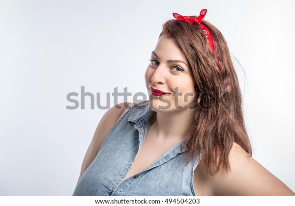 Plus Sized Model On White Background Stock Photo (Edit Now) 494504203