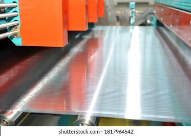 Polycarbonate Sheets Solid Polycarbonate Part Production Stock Photo ...