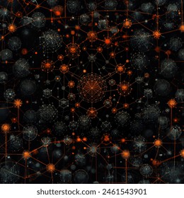 Polygonal Digital Nodes Pattern Black Orange AI-generated image ...