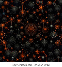 Polygonal Digital Nodes Pattern Black Orange AI-generated image ...