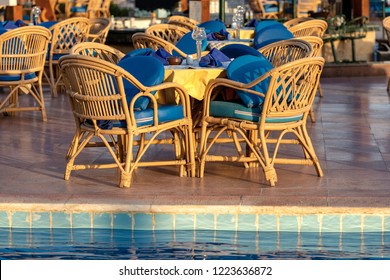 Outdoor Restaurant Poolside Set Dining Table Stock Photo 1735461884 ...
