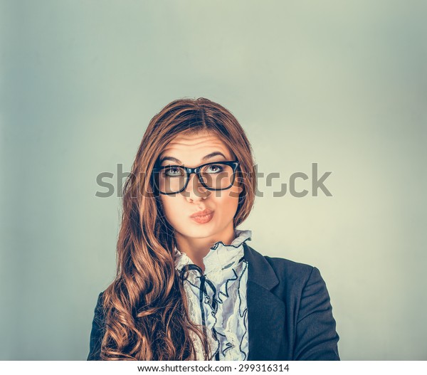 Portrait Closeup Funny Confused Skeptical Woman Stock Photo (Edit Now ... Portrait Closeup Funny Confused Skeptical Woman Stock Photo (Edit Now ...