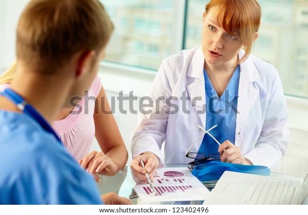 Portrait Confident Practitioner Explaining Her Idea Stock Photo ...