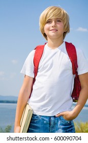 Portrait Fairhaired Boy Looking Camera Outdoors Stock Photo 600090704 ...