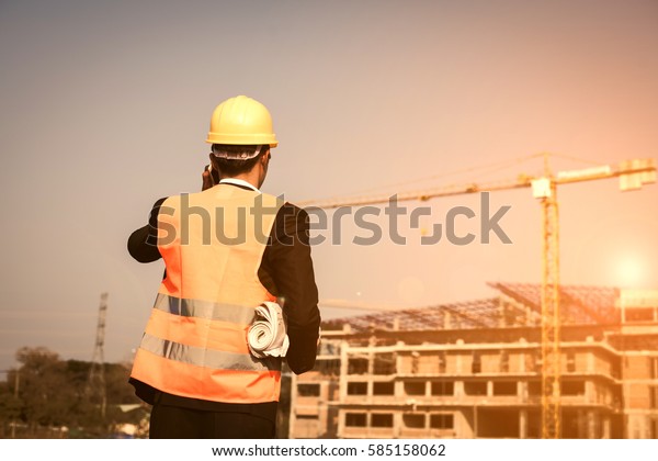 Portrait Handsome Engineering Work Sunlightengineering Talk Stock Photo ...