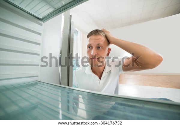 Portrait Hungry Man Looking Empty Refrigerator Stock Photo 304176752 ... Portrait Hungry Man Looking Empty Refrigerator Stock Photo 304176752 ...