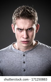 Portrait Normal Boy Looking Camera Angry Stock Photo 171250883 ...