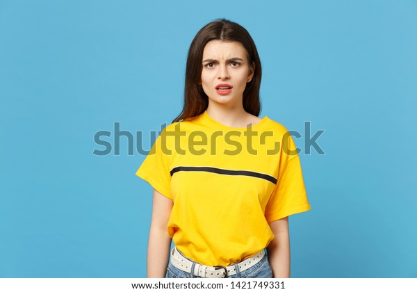 Portrait Perplexed Bewildered Concerned Young Woman库存照片1421749331 ...