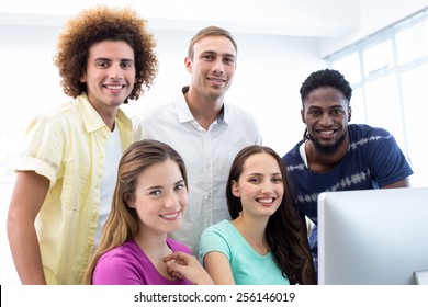 Portrait Smiling Students Computer Class Stock Photo 256146019 ...