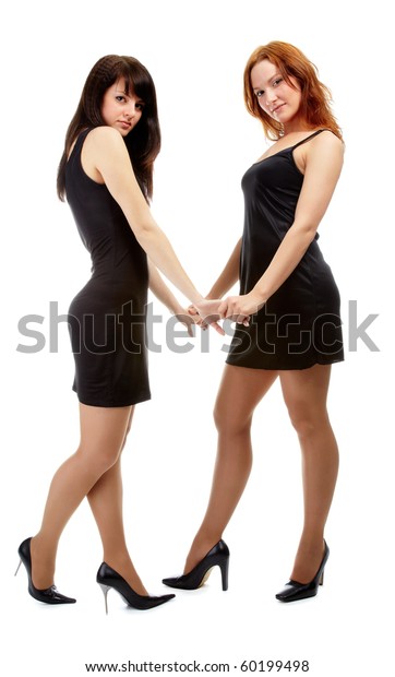 Portrait Two Beautiful Models Posing Black Stock Photo 60199498 ...
