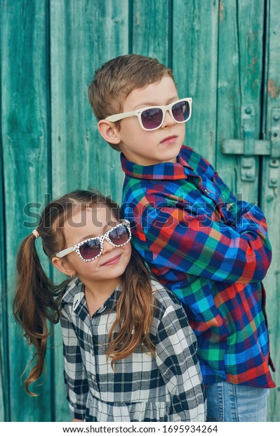 Portrait Two Children Models Children Posing Stock Photo 1695934264 ...