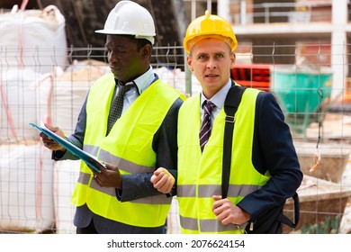 Portrait Two Engineers Folder Working Documents Stock Photo 2076624154 ...