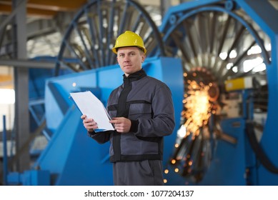 Portrait Young Engineer Taking Notes Factory Stock Photo 1077204137 ...
