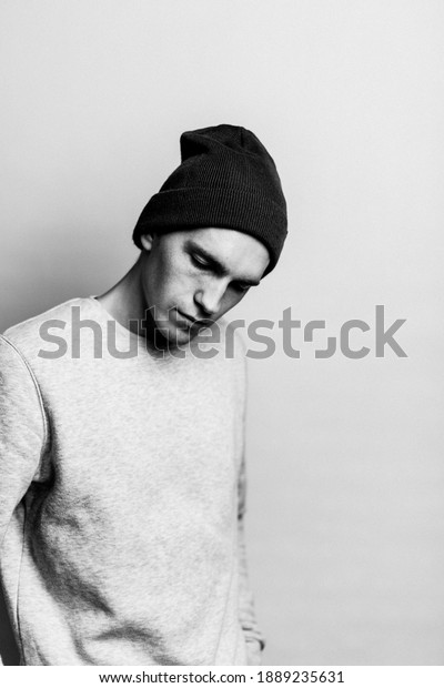 Portrait Young Guy Looking Down Stock Photo 1889235631 | Shutterstock