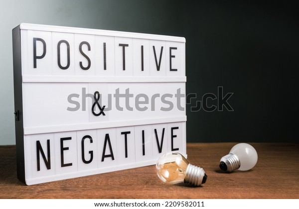 Positive Negative Text On Lightbox Sign Stock Photo 2209582011 ...