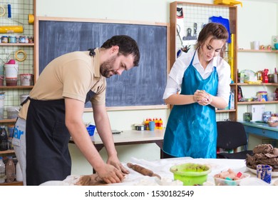 Pottering Process Concept Two Professional Ceramists Stock Photo ...