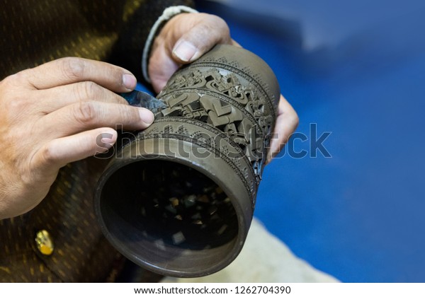 Pottery Carving Pattern Engraving Patterns Stock Photo 1262704390 ...
