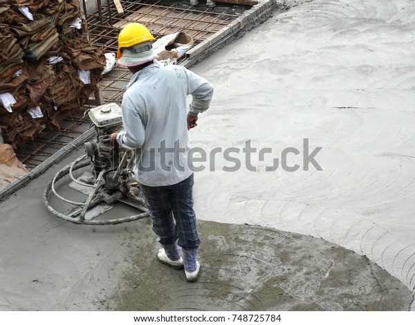 Power Float Works By Construction Workers Stock Photo 748725784 ...