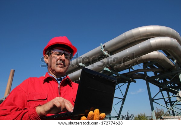 Power Plant Worker Notebook Computer Industrial Stock Photo (Edit Now ...