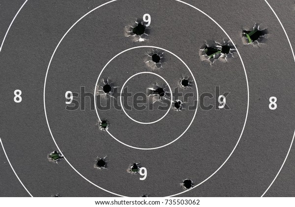 Practice Shooting Range Target Bullet Holes Stock Photo 735503062 ...