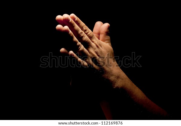 Praying Hands Black Background Stock Photo (Edit Now) 112169876