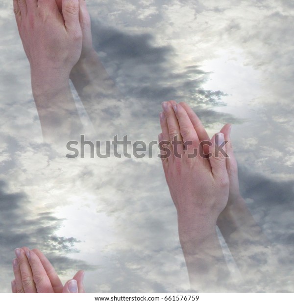 Praying Hands Clouds Background Seamless Pattern Stock Photo 661576759 ...