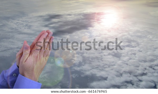 Praying Hands Clouds Sun Background Lens Stock Photo 661676965 ...