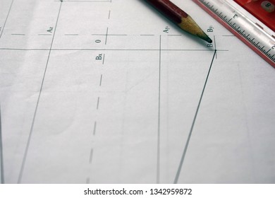 Preparation Drafting Documents Drawings Tools Diagrams Stock Photo ...