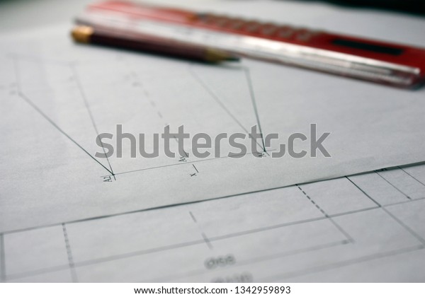 Preparation Drafting Documents Drawings Tools Diagrams Stock Photo ...