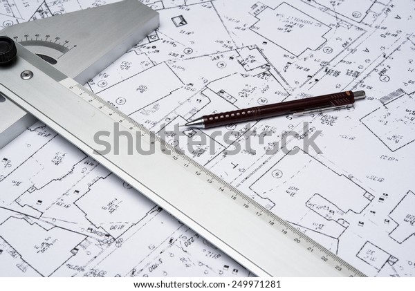 Preparation Drafting Papers Tools Schemes On Stock Photo (Edit Now ...