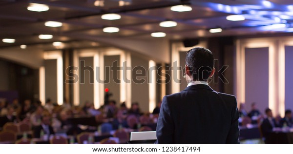 Presenter Presenting Presentation Audience Defocused Blurred Stock ...
