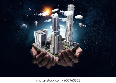 Presenting Construction Development Project Mixed Media Stock Photo ...