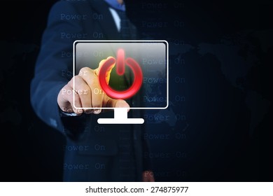 88 Power button world connect hand communication Stock Photos, Images ...
