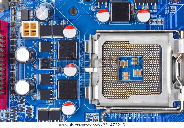 Printed Computer Motherboard Cpu Socket Close Stock Photo (Edit Now ...