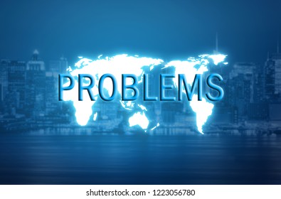 Problems Text Over World Map Hologram Stock Photo 1223056780 | Shutterstock
