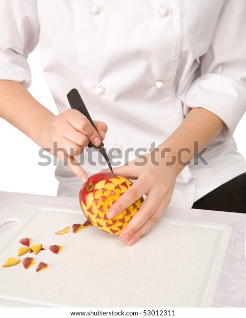 Process Carving Mango Isolated On White Stock Photo (Edit Now) 53012311