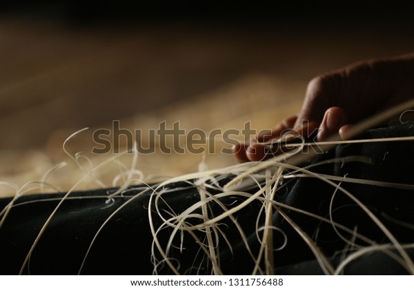 Process Processing Raw Rattan Into Woven Stock Photo (Edit Now) 1311756488