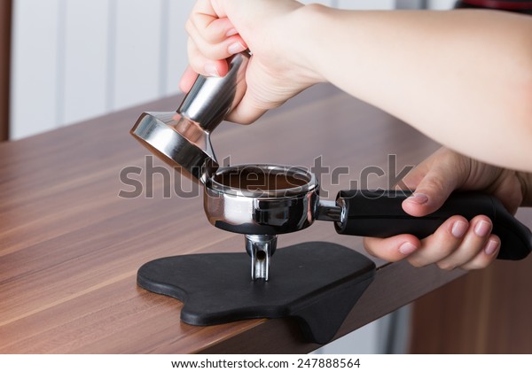 Process Tamping Coffee Espresso Preparation Stock Photo (Edit Now ...