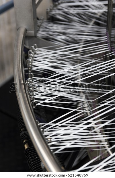 Process Weaving Plastic Fiber Into Sack Stock Photo 621548969 ...