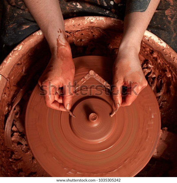 Production Process Pottery Checking Circle Caliper Stock Photo ...