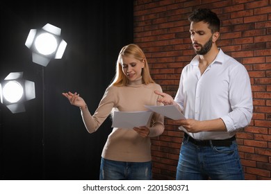 Professional Actors Reading Their Scripts During Stock Photo 2201580371 ...