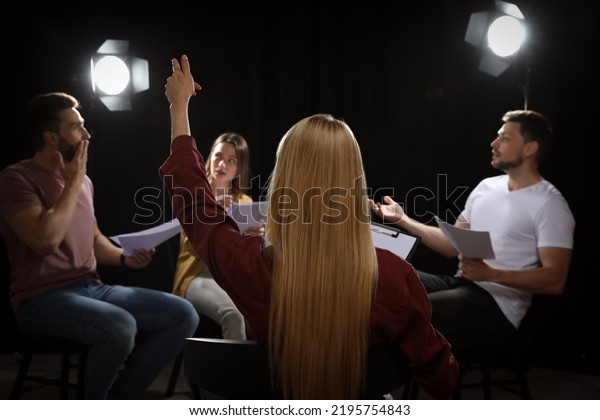 Professional Actors Reading Their Scripts During Stock Photo 2195754843 ...