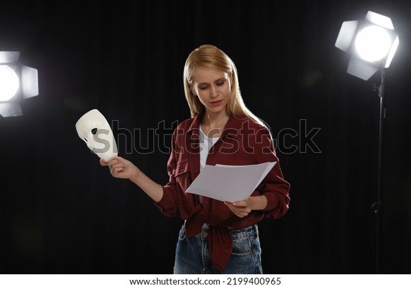 Professional Actress Reading Her Script During Stock Photo 2199400965 ...