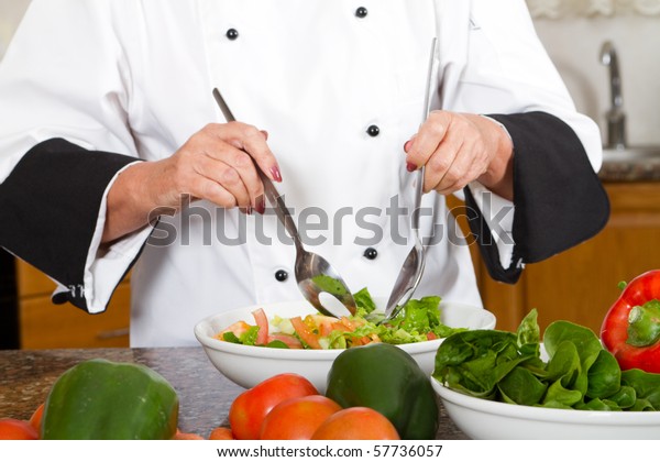 Professional Chef Making Salad Stock Photo 57736057 | Shutterstock
