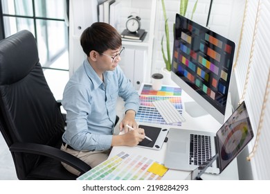 Professional Development Programmers Choosing Color Schemes Stock Photo ...