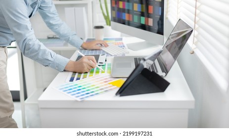 Professional Development Programmers Choosing Color Schemes Stock Photo ...