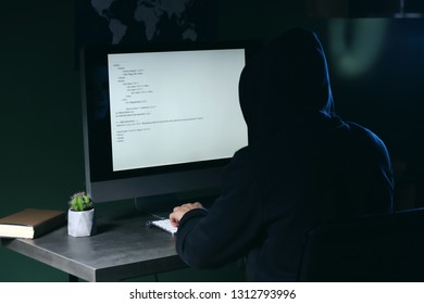161 Back of hacker in dark room Images, Stock Photos & Vectors ...
